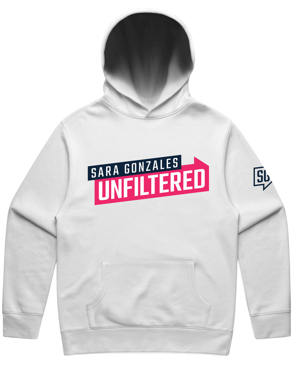 Unfiltered Show Hoodie White – Blaze Media Shop