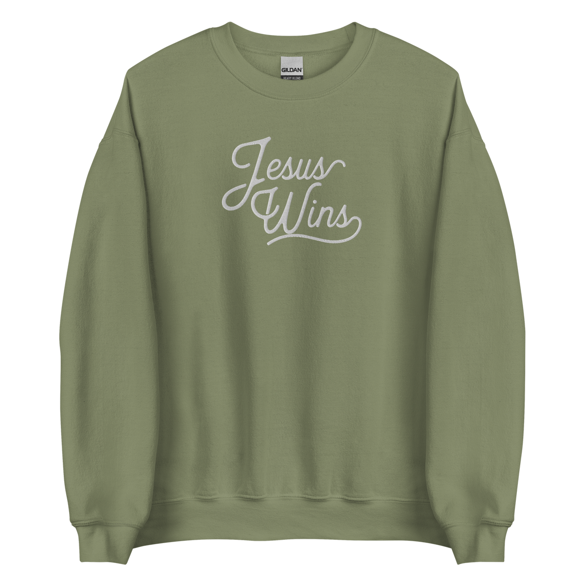 Jesus Wins Sweatshirt - Olive – Blaze Media Shop